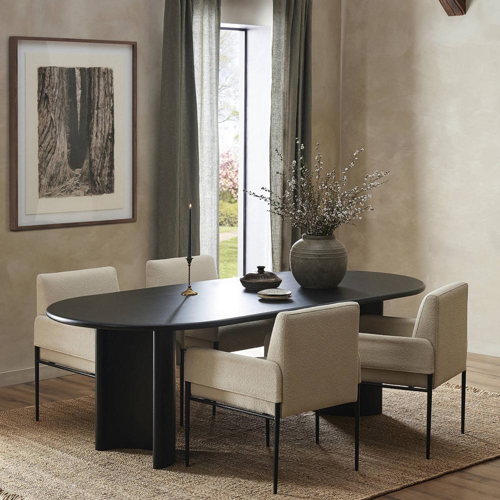 Paris Rustic Lodge Black Acacia Wood Oval Dining Table - 94" 91" W ...