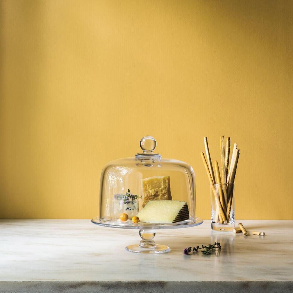 Simon Pearce Hartland Modern Classic Clear Glass Cake Plate Dome - Medium