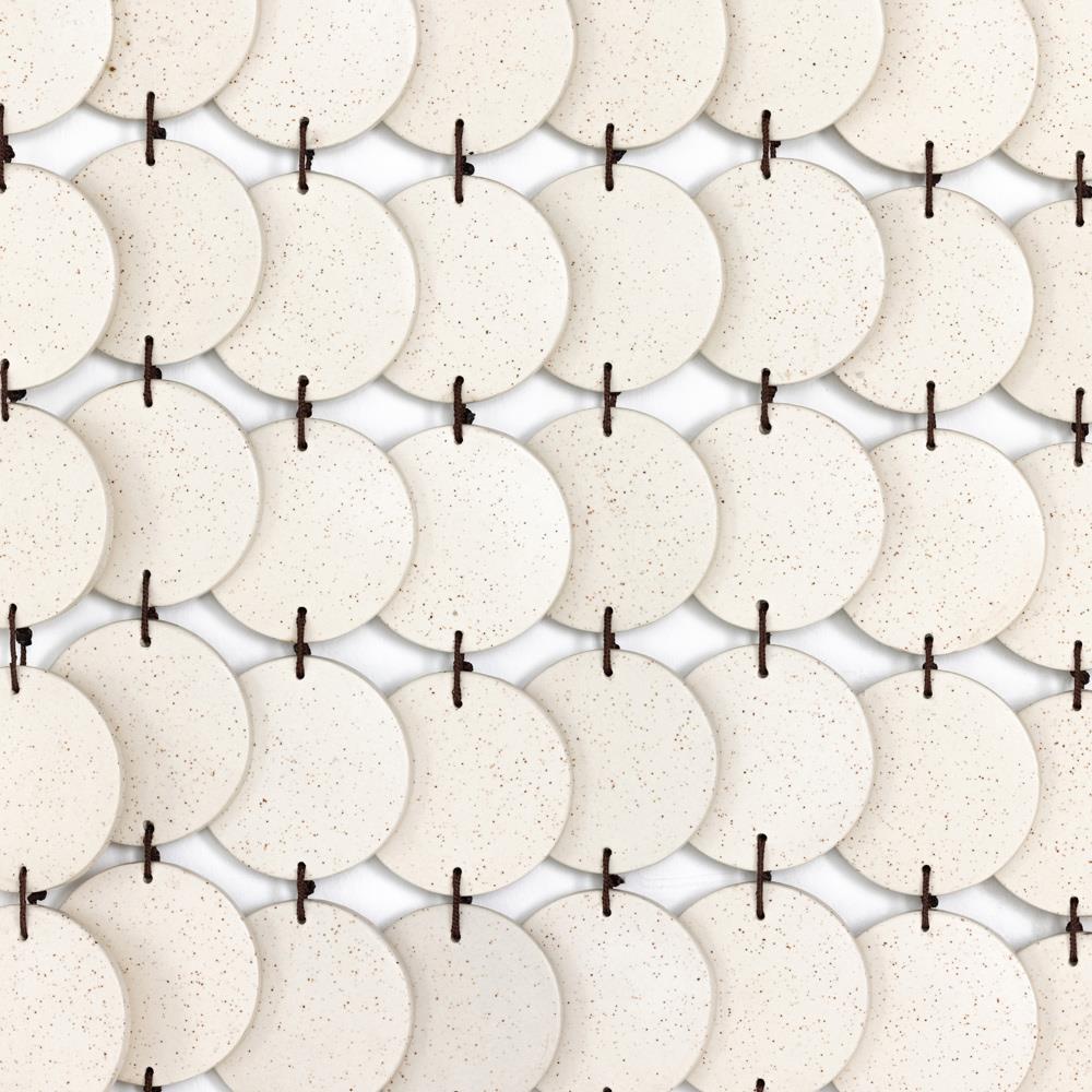 Christine Coastal Beach White Ceramic Discs Hanging Wall Decor Large 33 ...