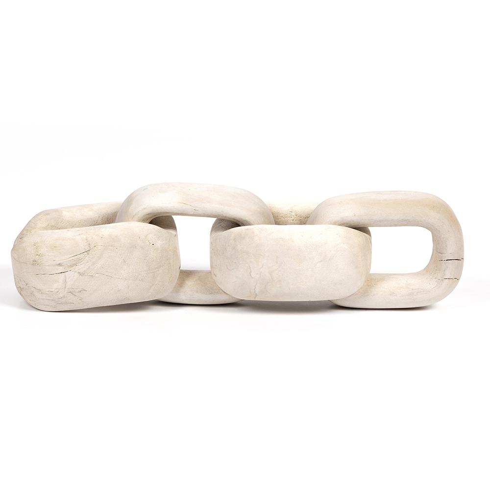 Megan Modern Classic White Reclaimed Wood Decorative Chain Sculpture