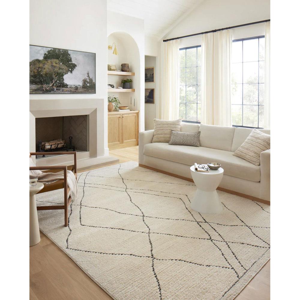 Vaela Modern Classic Cream Diamond Patterned Rug - 2'7"x10'