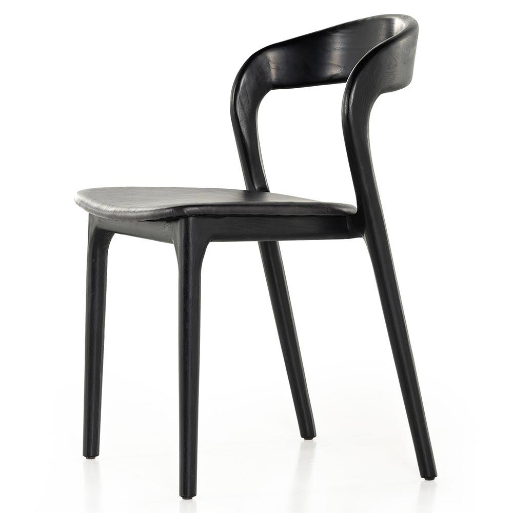 Nanda Rustic Lodge Black Upholstered Leather Seat Solid Wood Dining ...