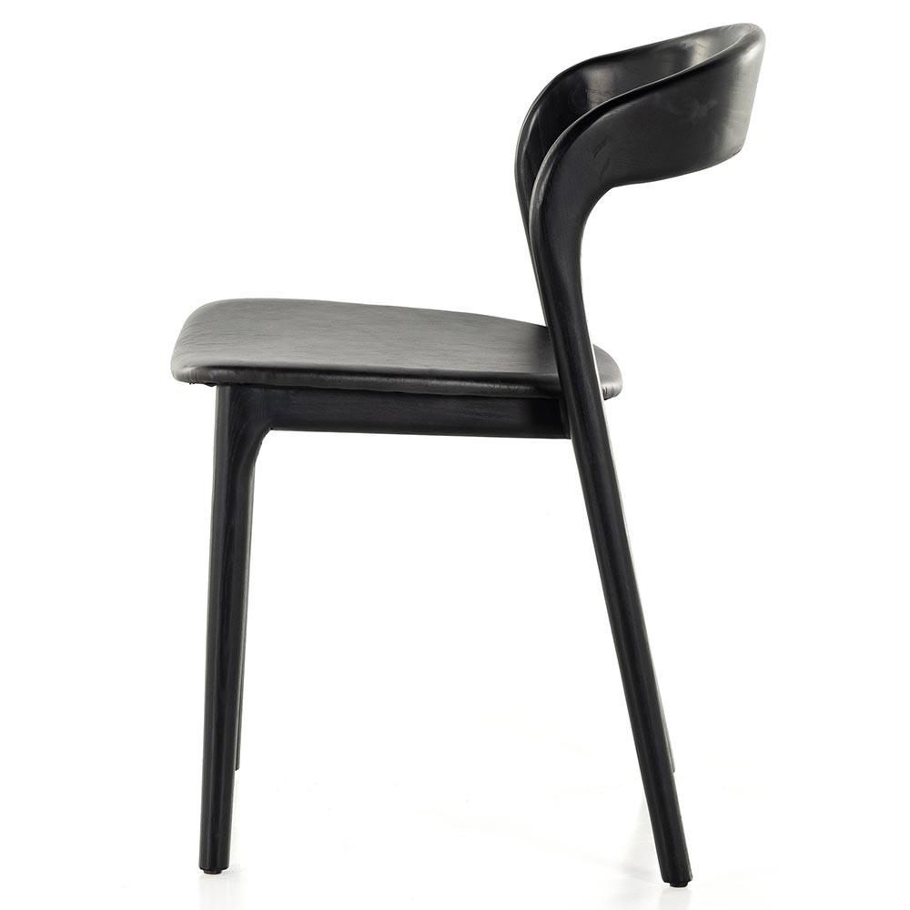 Nanda Rustic Lodge Black Upholstered Leather Seat Solid Wood Dining ...