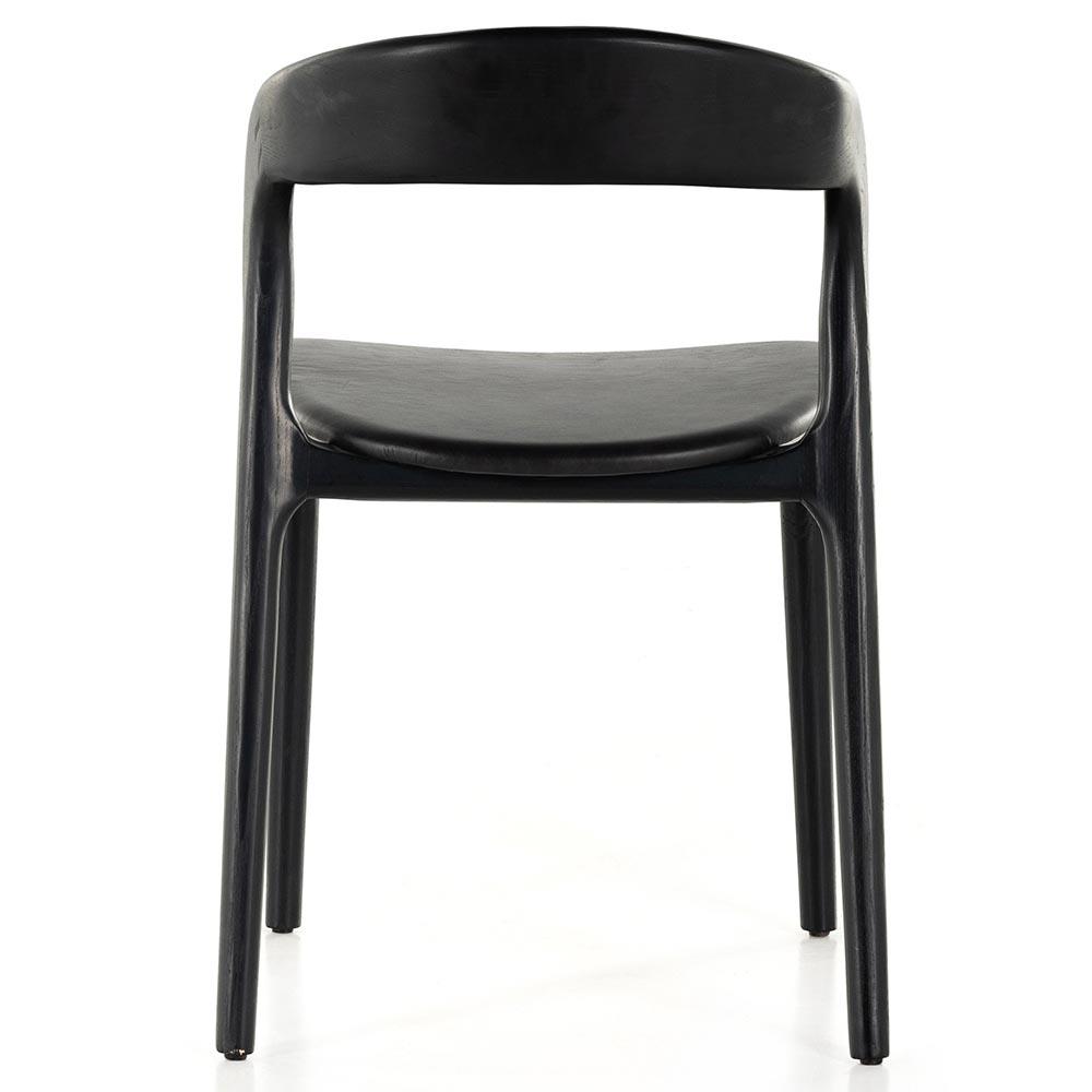 Nanda Rustic Lodge Black Upholstered Leather Seat Solid Wood Dining ...