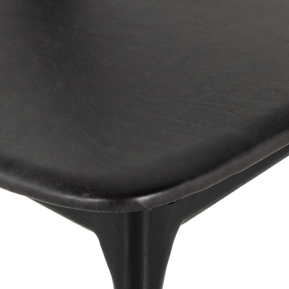 Nanda Rustic Lodge Black Upholstered Leather Seat Solid Wood Dining ...