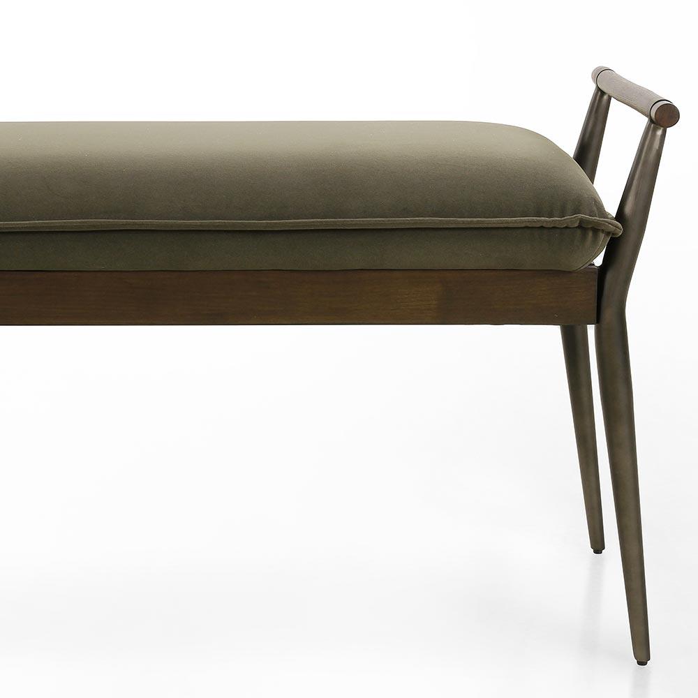 Mark Mid Century Dark Green Upholstered Velvet Black Steel Entryway ...