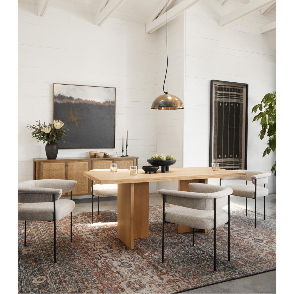 Vicky Coastal Beach Brown Woven Cane Mango Wood 4 Door Sideboard