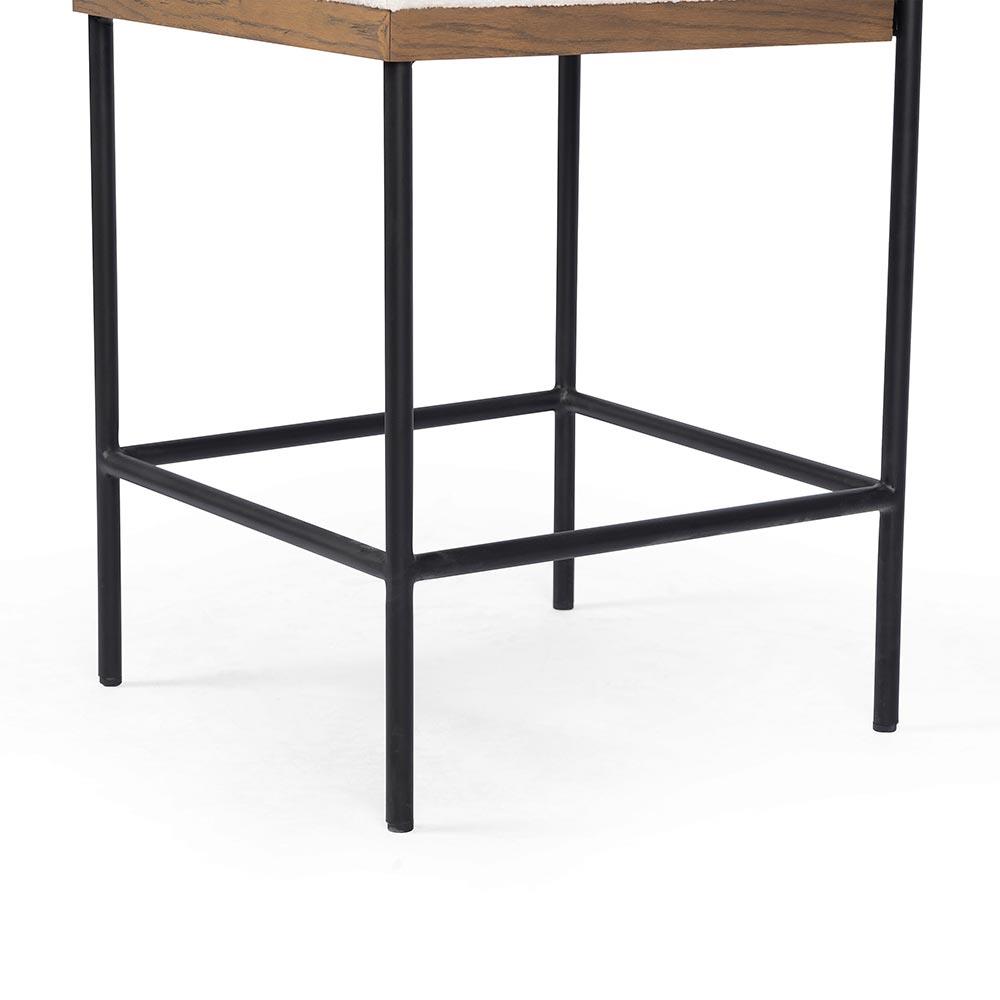 Ellie Industrial White Upholstered Performance Black Iron Counter Stool ...