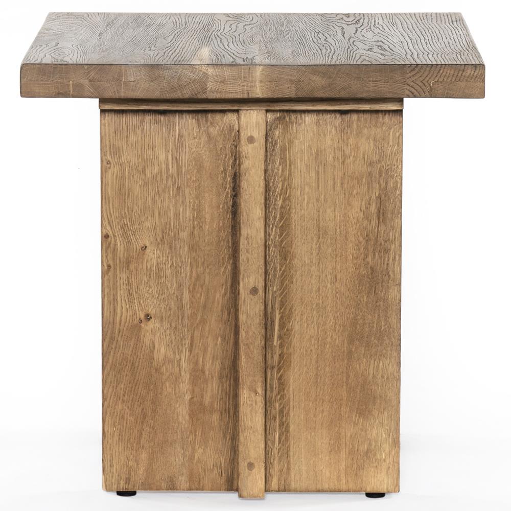 Alston Rustic Lodge Brown Solid Oak Wood Square End Table | Kathy Kuo Home