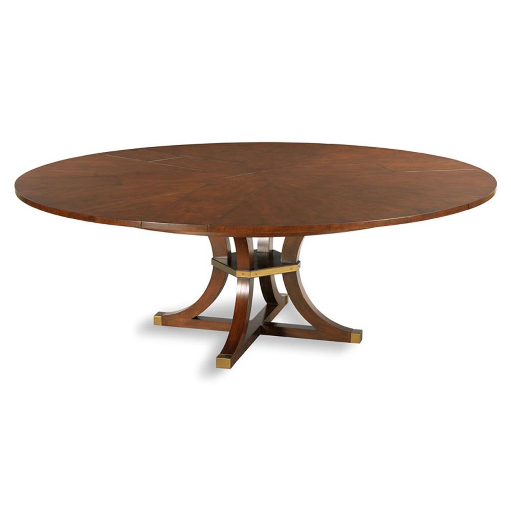 Apollo Jupe French Brown Wood Extendable Round Dining Table - 66-84"W