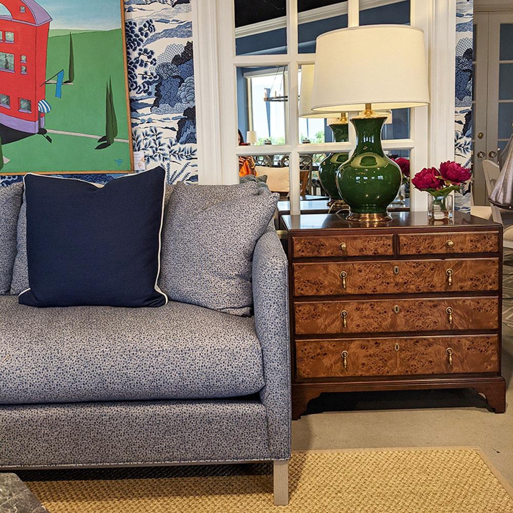 Durham Updated Traditional Brown Burl Wood Chest | Kathy Kuo Home