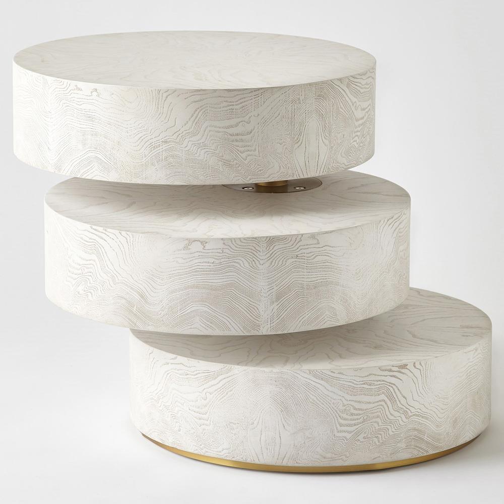 Alaric Modern White Wood Round Side Table | Kathy Kuo Home