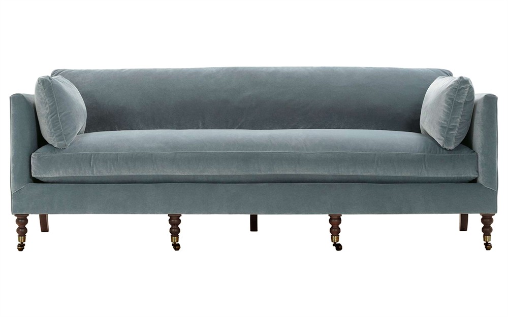 Madeline Slate Blue Sofa - 90" | Kathy Kuo Home