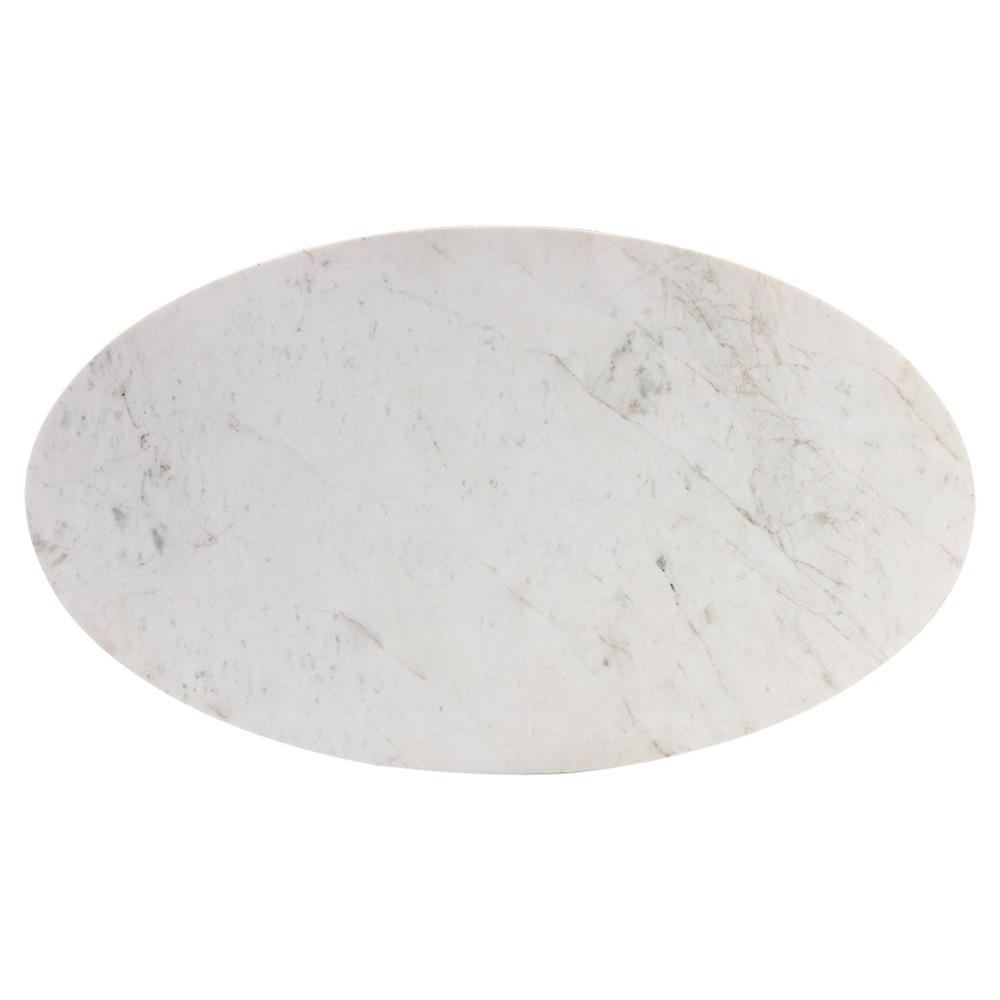 Linton Industrial Loft White Marble Top Stainless Steel Oval Coffee ...