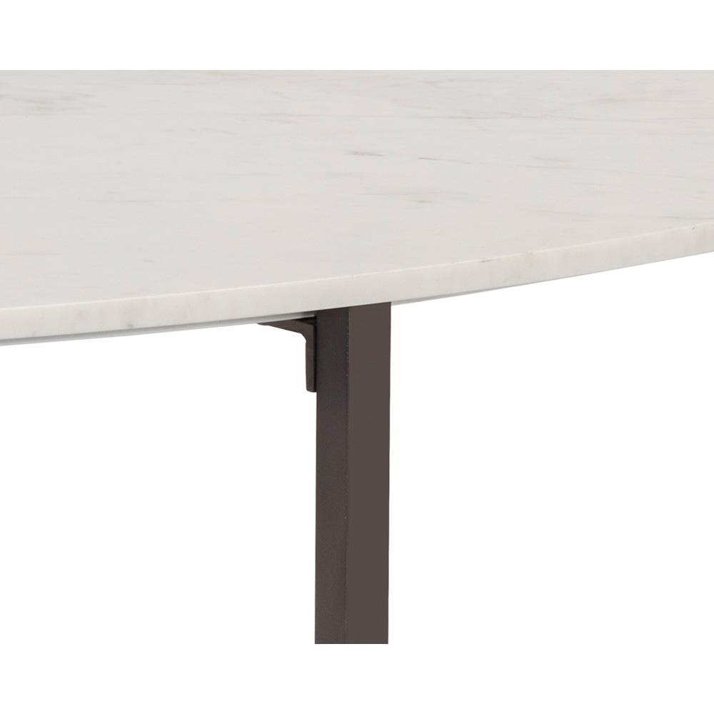 Linton Industrial Loft White Marble Top Stainless Steel Oval Coffee ...