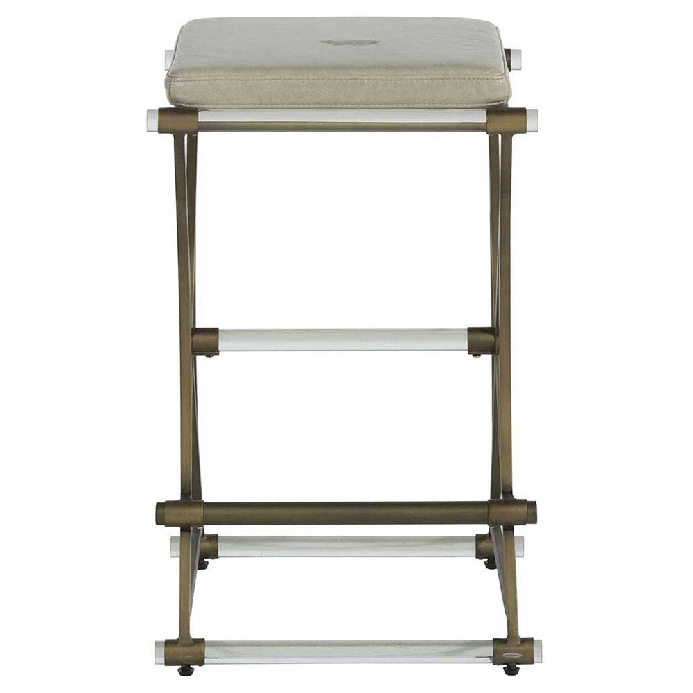 Flynn Mid Century Modern Light Grey Leather Seat Brass Frame Counter ...