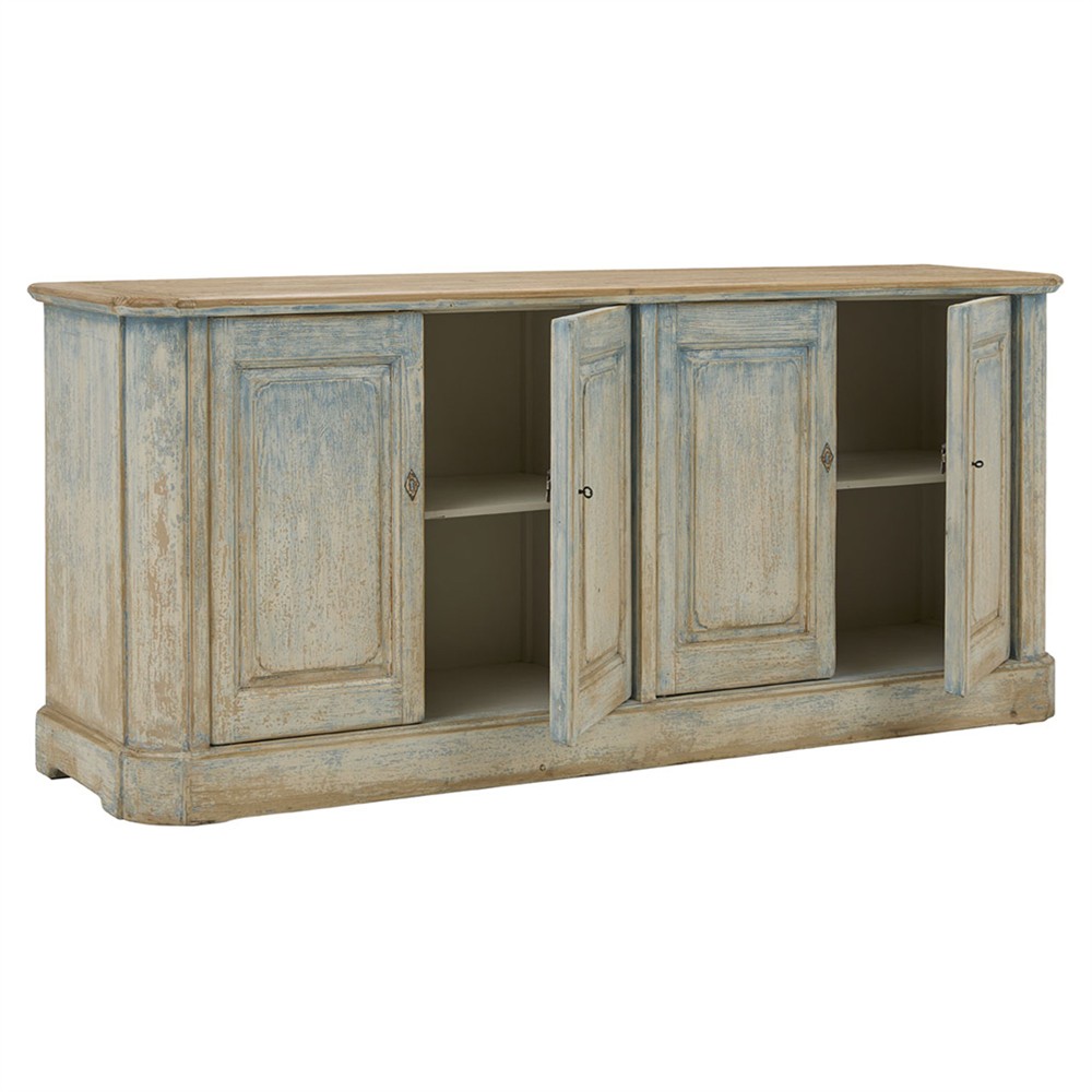 Isola Updated Traditional Distressed Blue Sideboard | Kathy Kuo Home