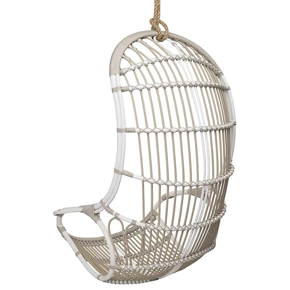 Sigma Coastal Beach White Woven Faux Rattan Hanging Outdoor Hanging ...