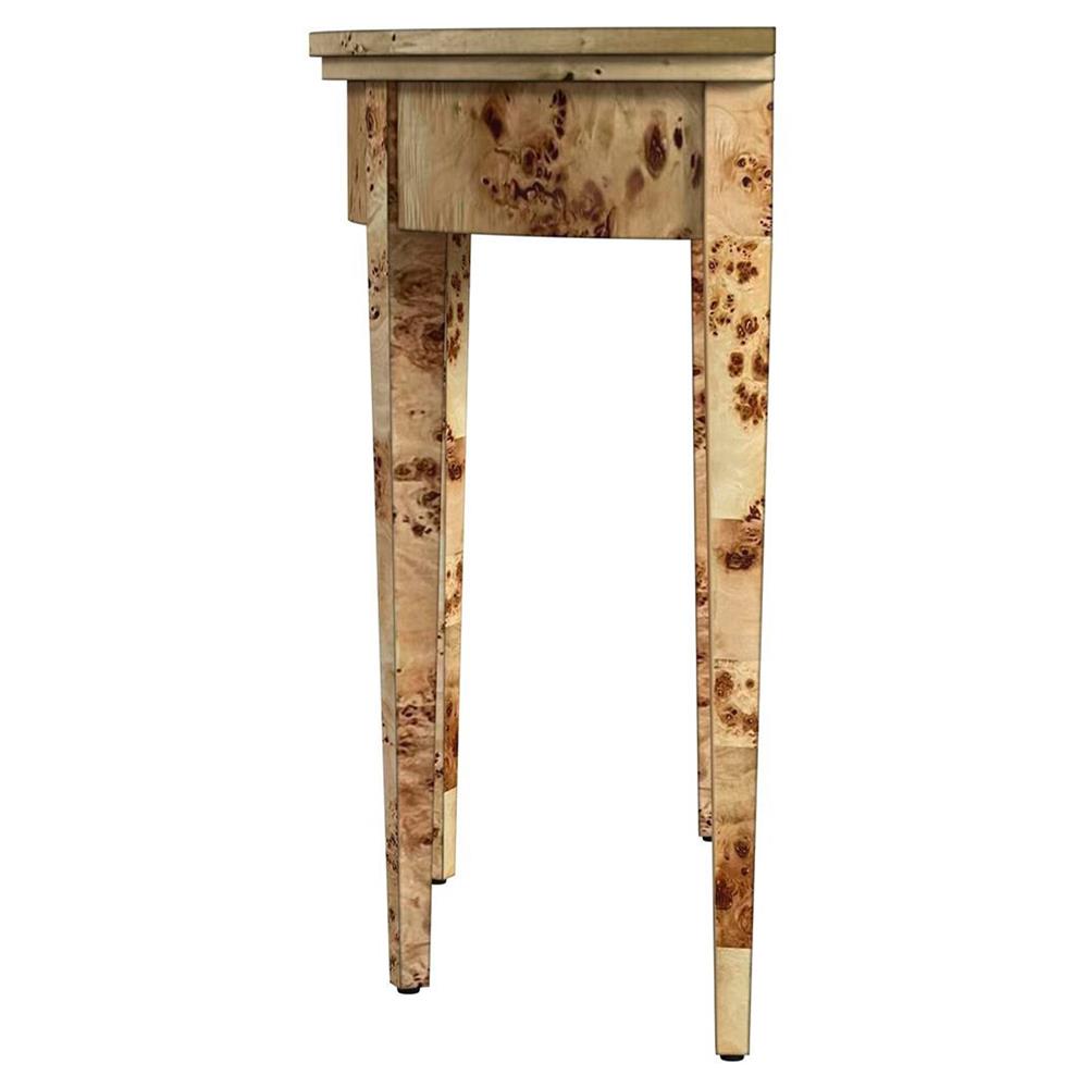 Hugo French Country Light Brown Burl Wood Veneer Console Table