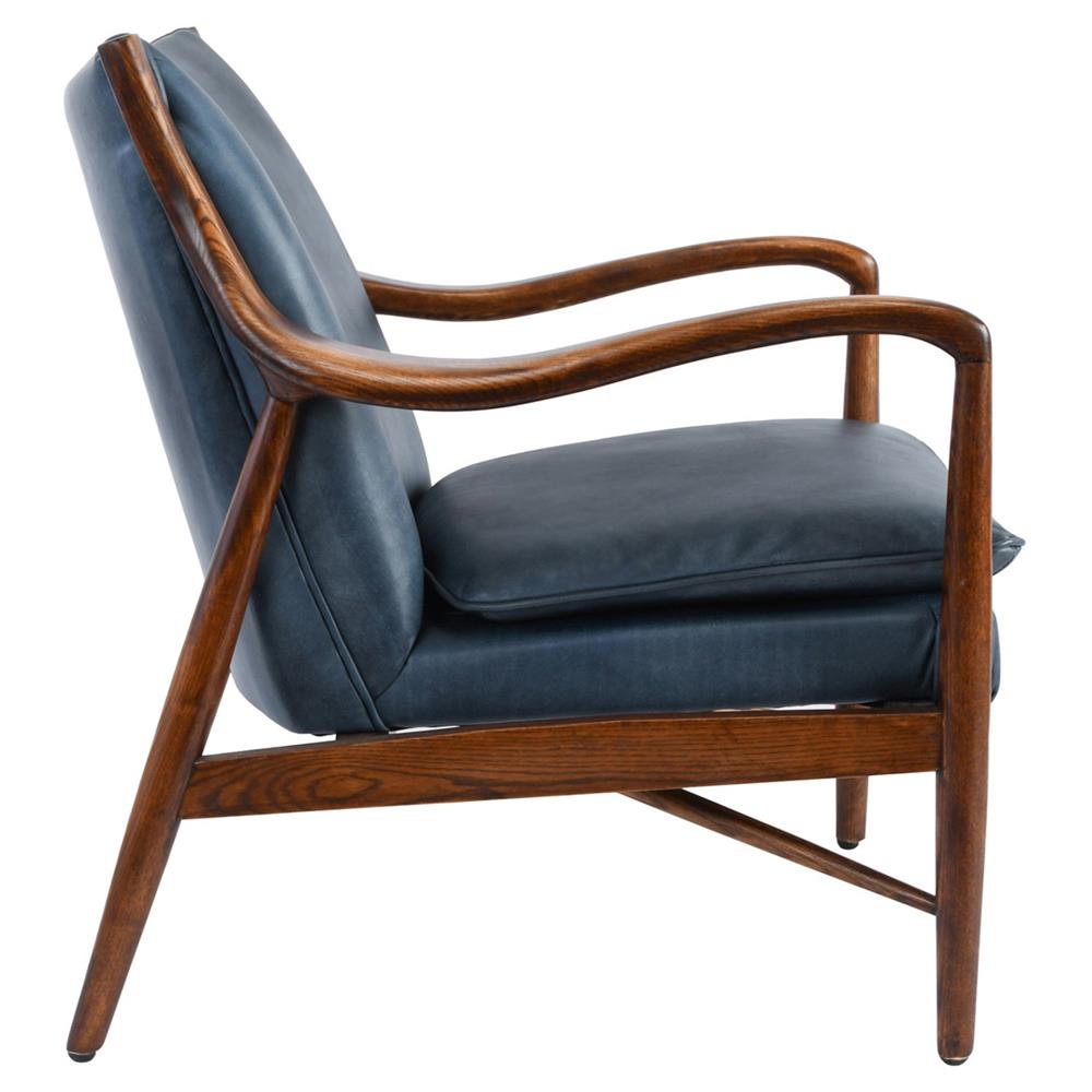 Annah Rustic Lodge Blue Upholstered Leather Brown Wood Frame Club Chair ...