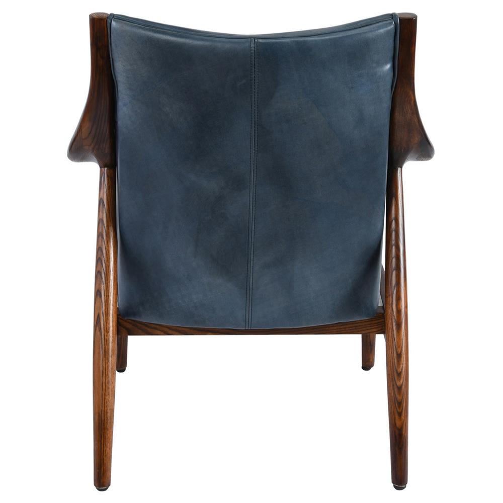 Annah Rustic Lodge Blue Upholstered Leather Brown Wood Frame Club Chair ...