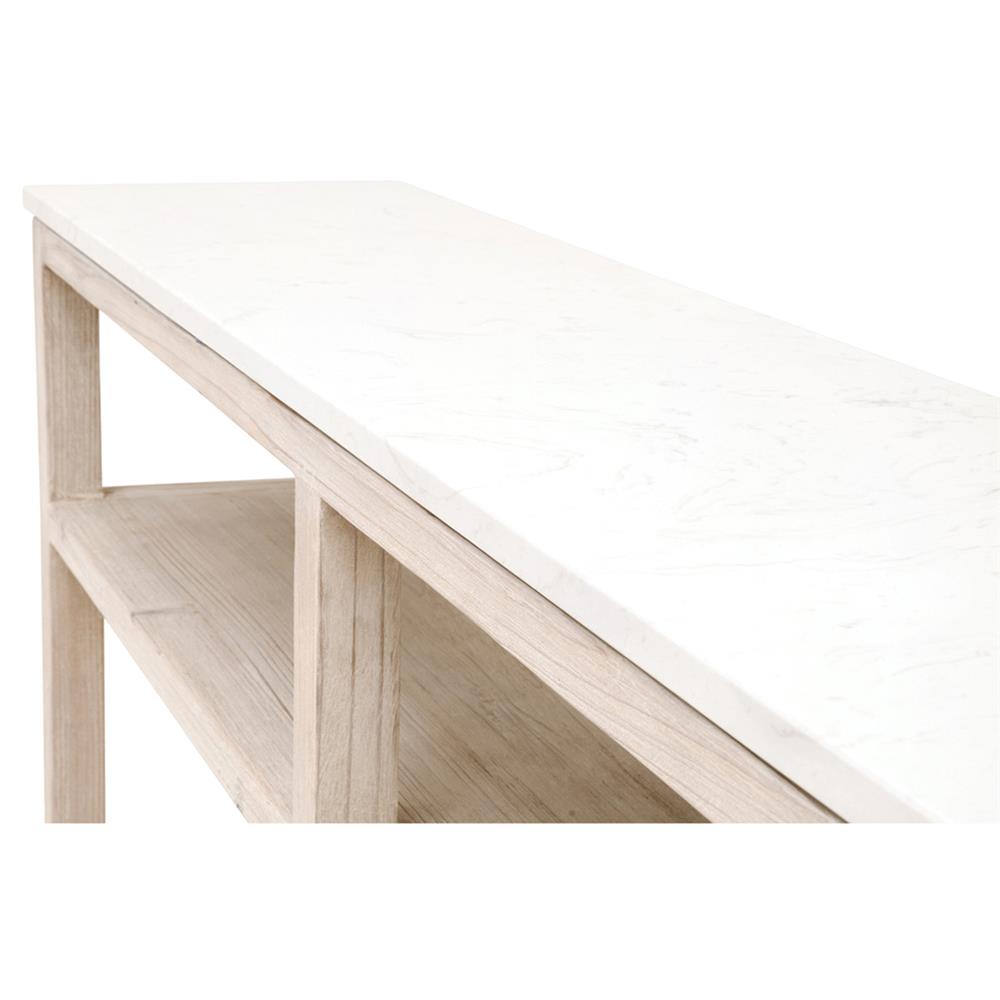 Kayden French Country White Quartz Top Reclaimed Pine Wood Console ...