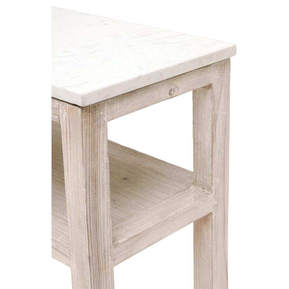 Kayden French Country White Quartz Top Reclaimed Pine Wood Console ...