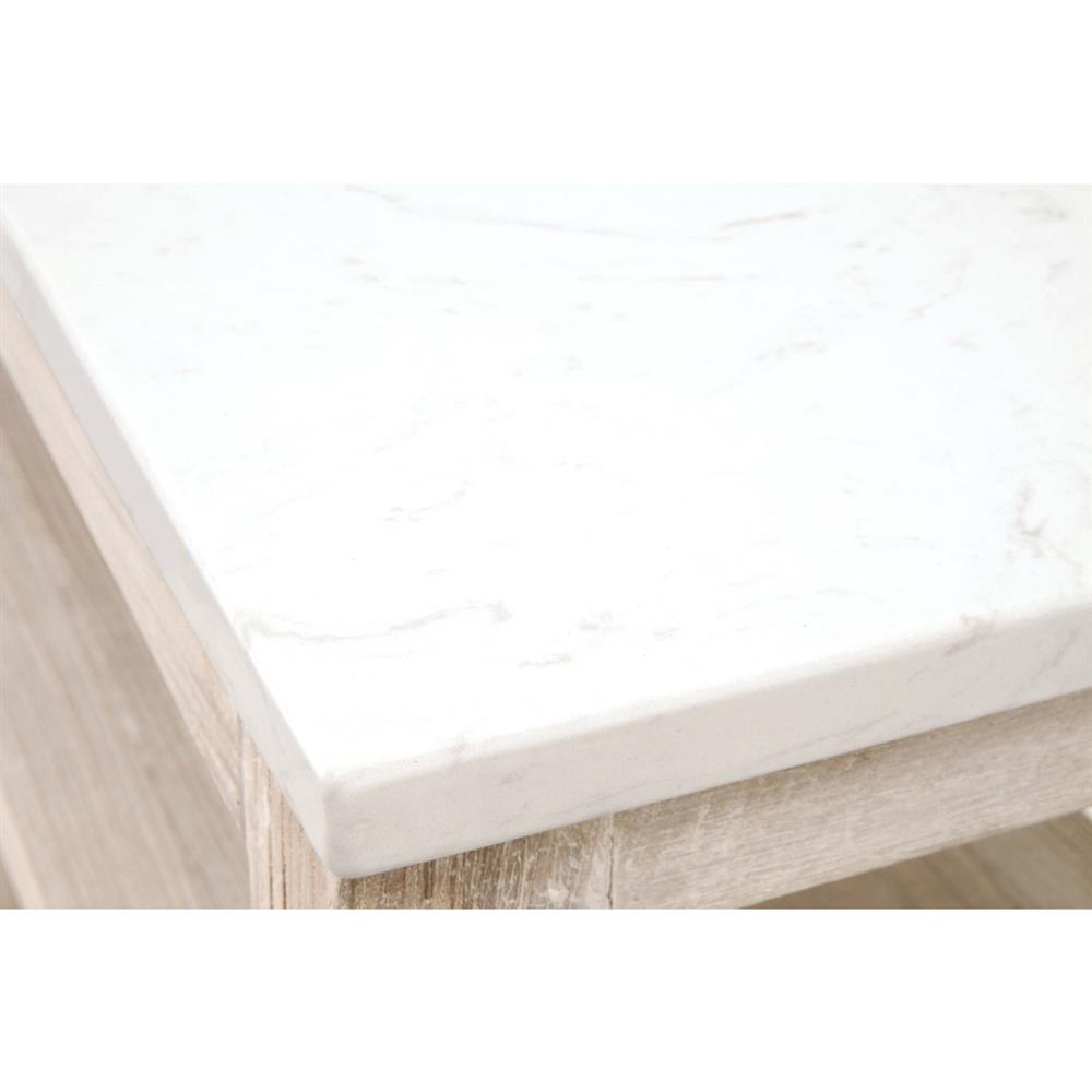 Kayden French Country White Quartz Top Reclaimed Pine Wood Console ...