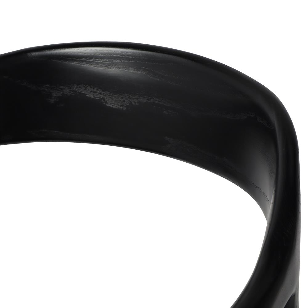 Nanda Rustic Black Upholstered Leather Seat Solid Ash Wood Dining Arm Chair