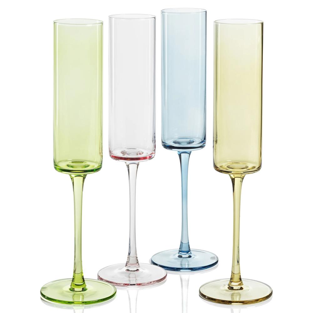 Franchesca Modern Classic Pink Glass Champagne Flute - Set of 6