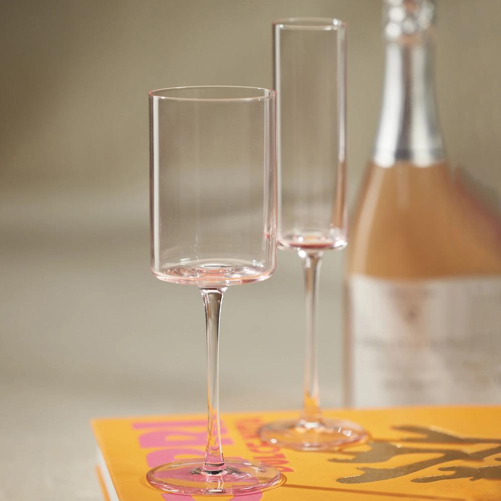 Franchesca Modern Classic Pink Glass Champagne Flute - Set of 6