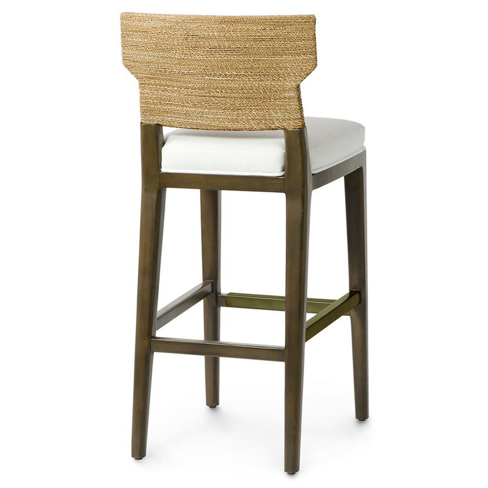 Palecek Kirby Coastal White Performance Brown Rope Solid Wood Bar Stool ...
