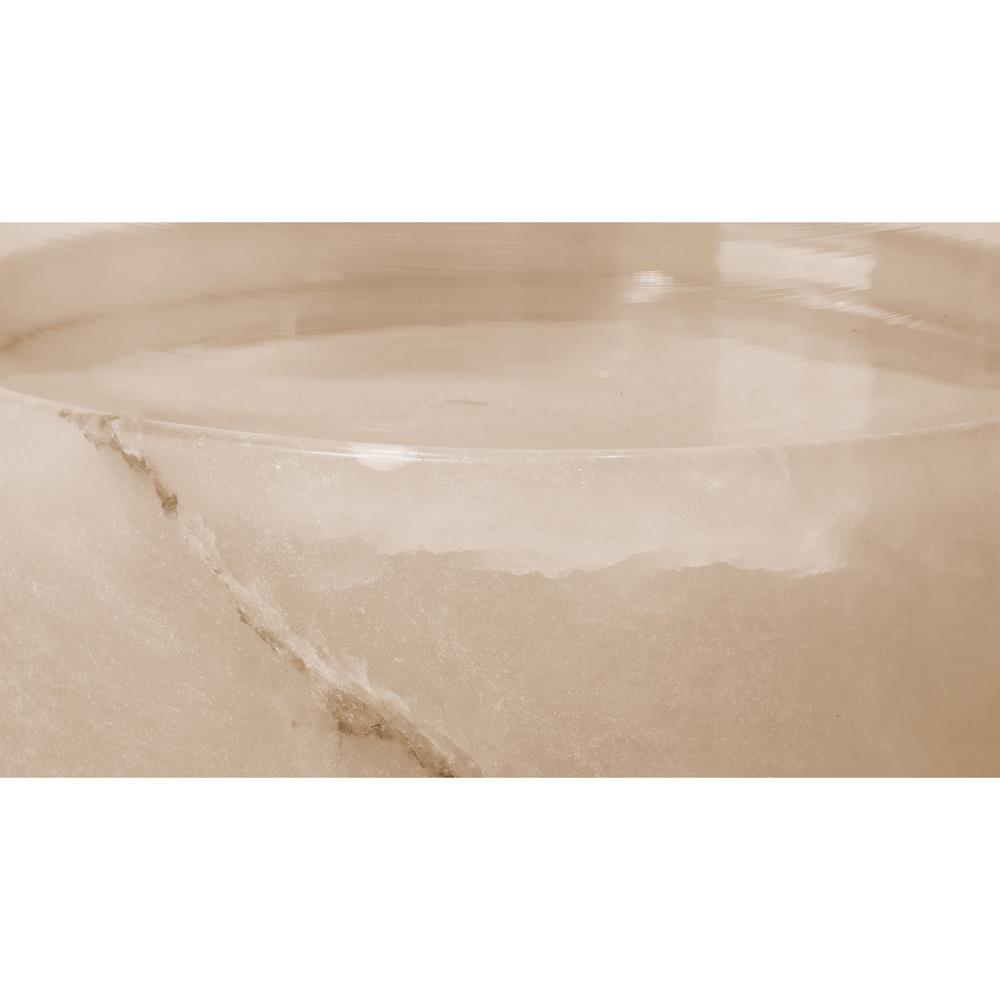 Tia Modern Beige Alabaster Glass Hurricane Candleholder - Short | Kathy ...