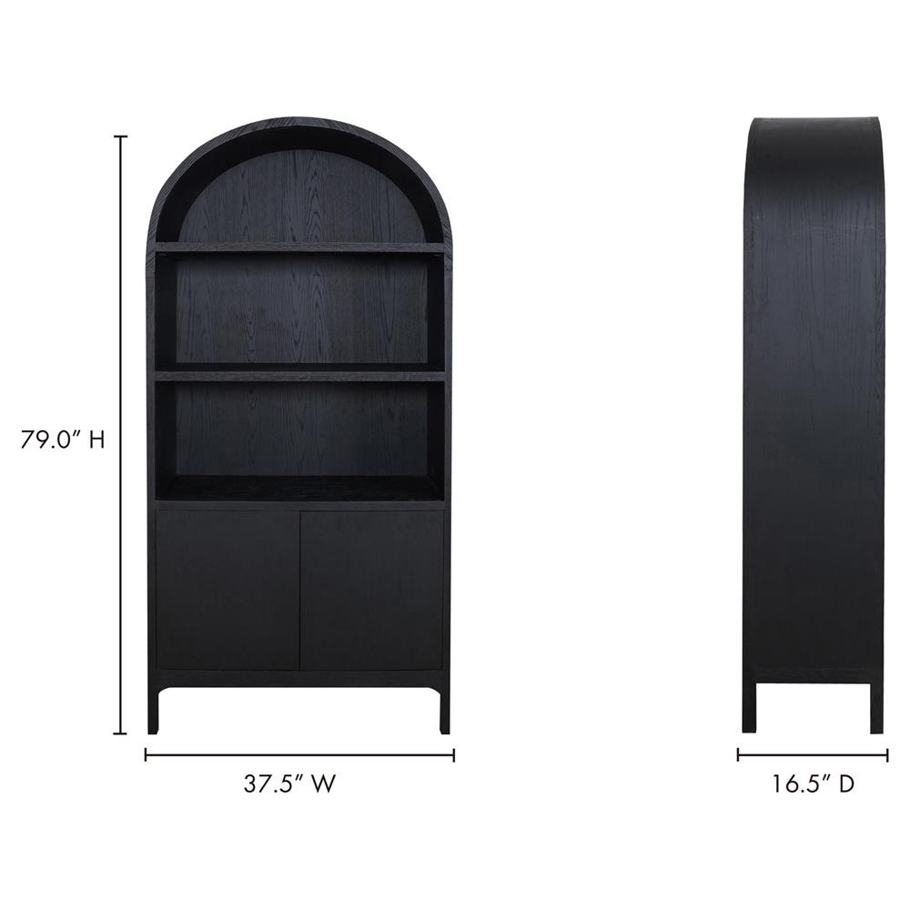 Athanasia Modern Classic Black Oak Wood 2 Door Display Case