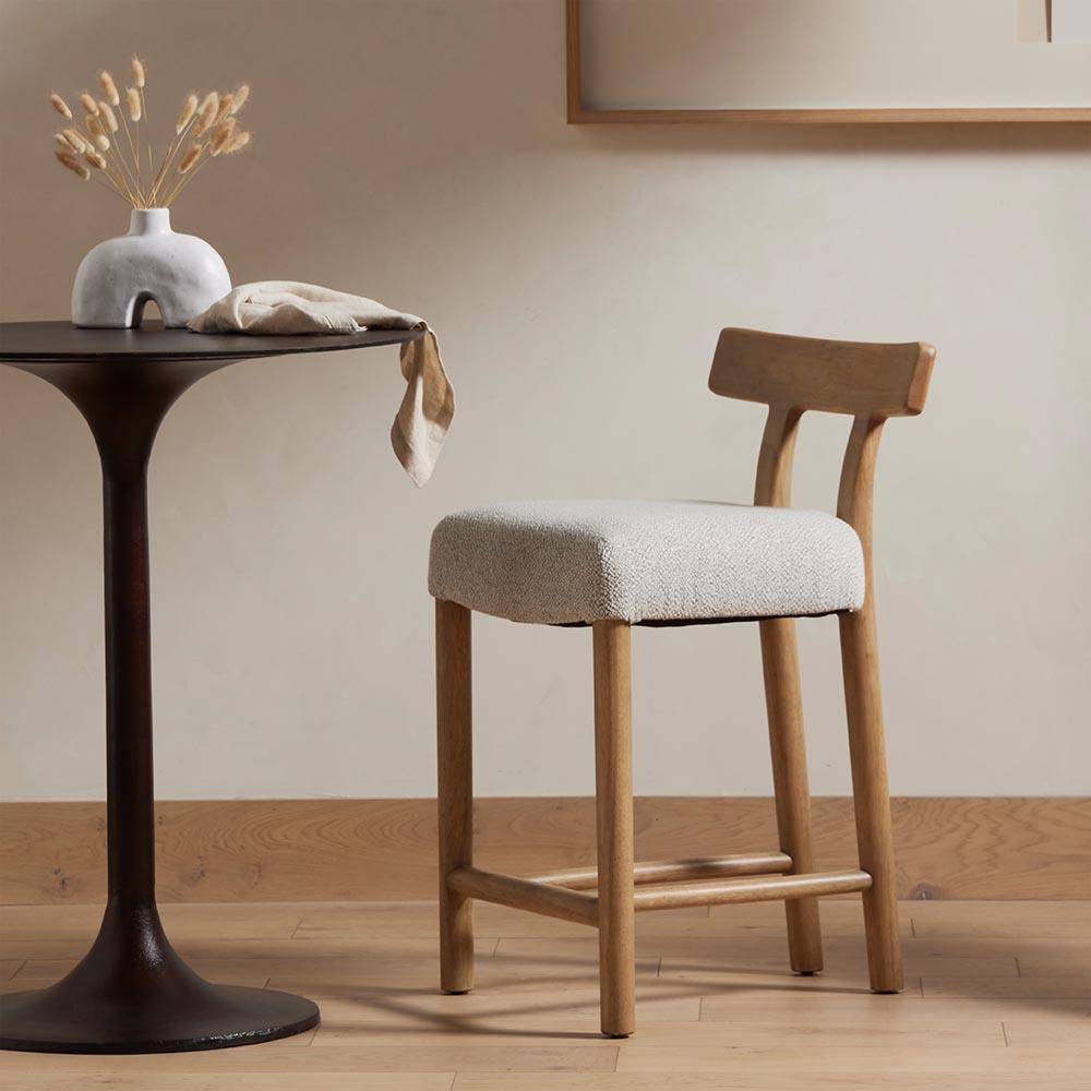 Bojana Rustic Lodge Off White Upholstered Performance Brown Wood ...
