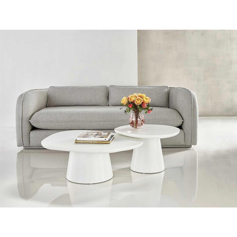 Tyler Modern Classic White Plaster Oval Nesting Coffee Table - Set of 2