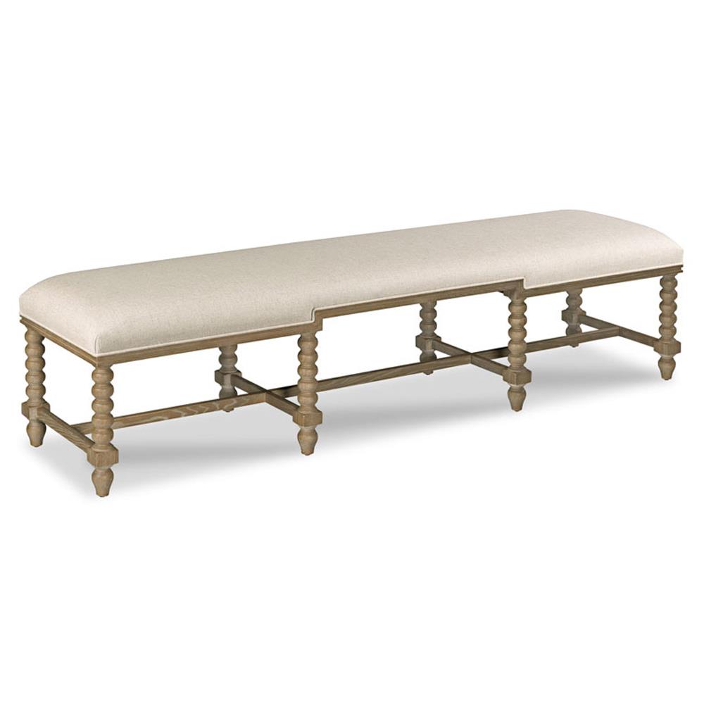Nathaniel Updated Traditional Cream Performance Vintage Brown Oak Bench ...