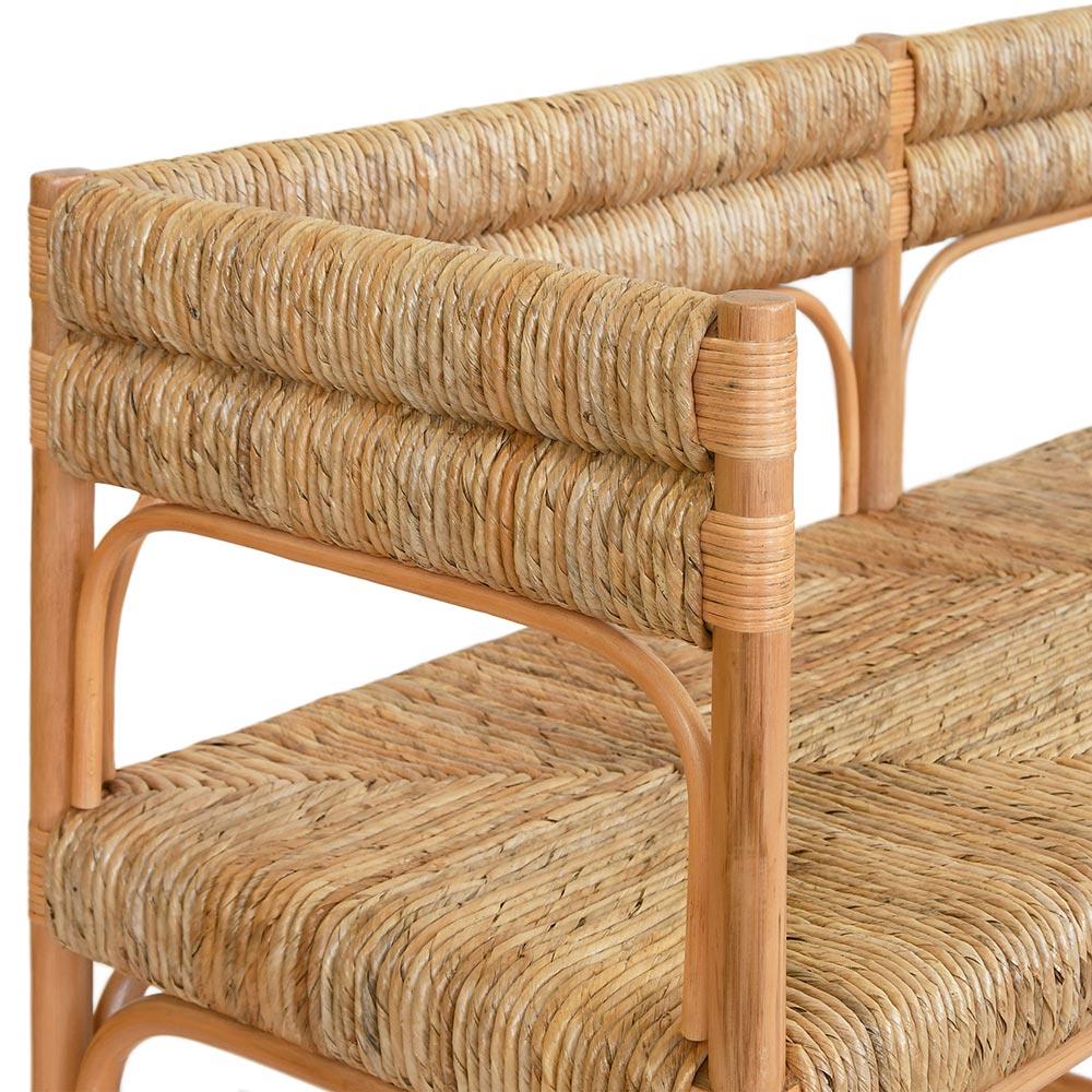 Worlds Away Ajax Coastal Beach Brown Seagrass Wrapped Rattan Bench Long ...