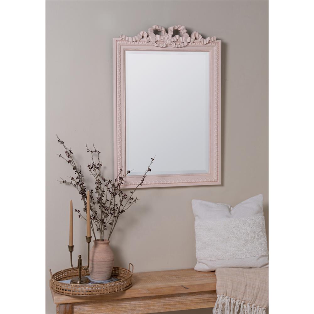 Ulysses French Country Pink Beveled Frame Wall Mirror - Small Medium ...
