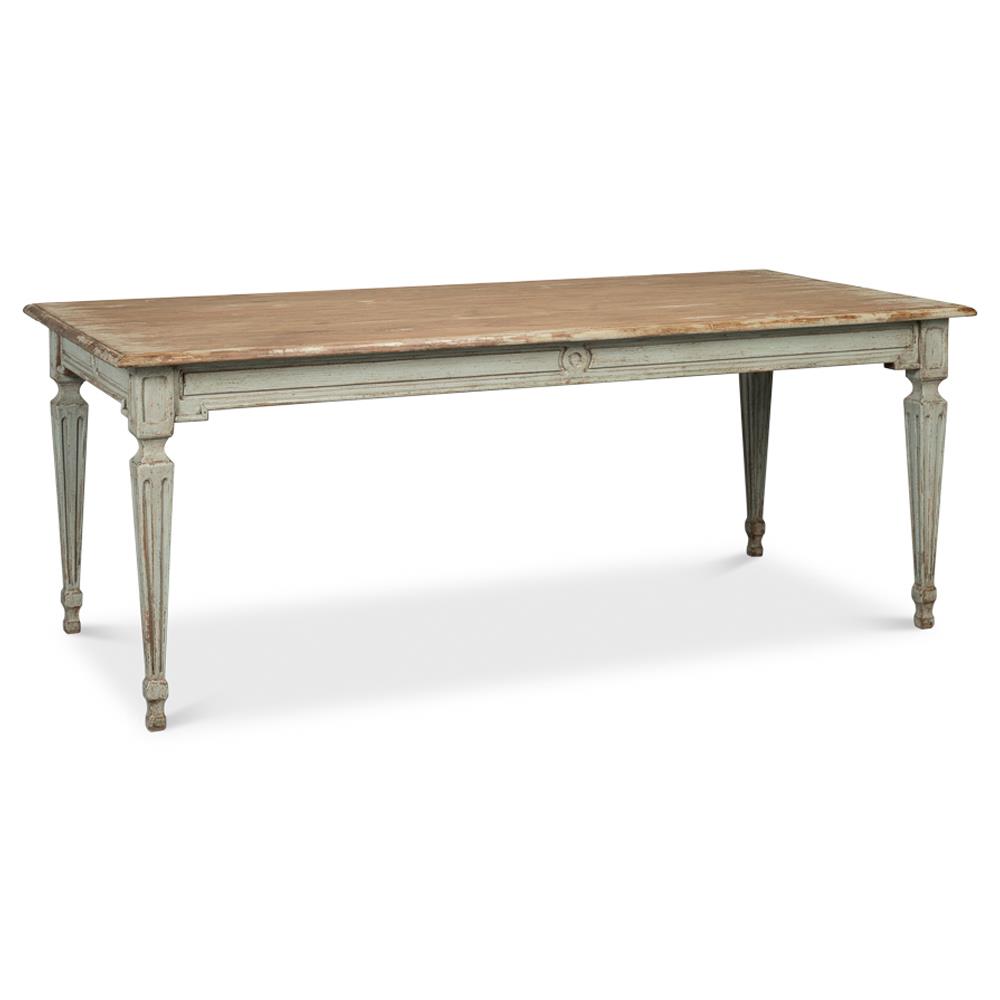 Ember French Country Antique Sage Green Wood Rectangular Dining Table ...