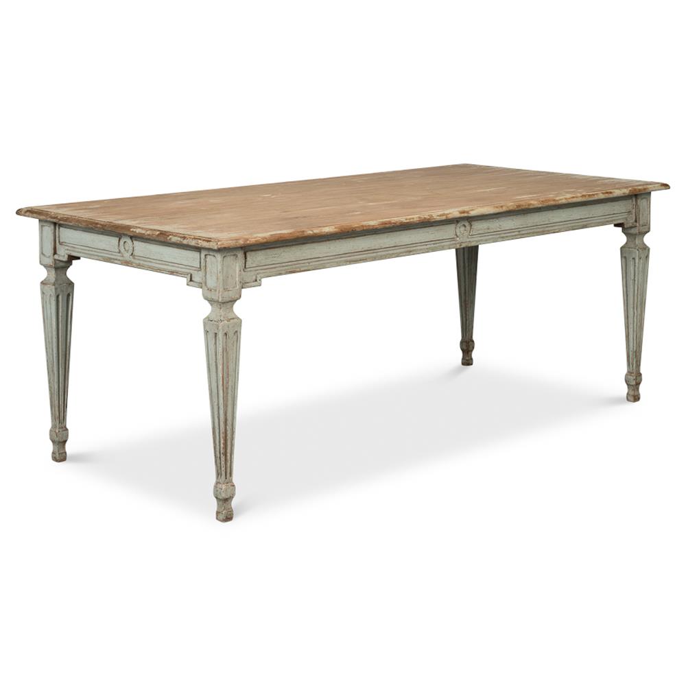 Ember French Country Antique Sage Green Wood Rectangular Dining Table ...