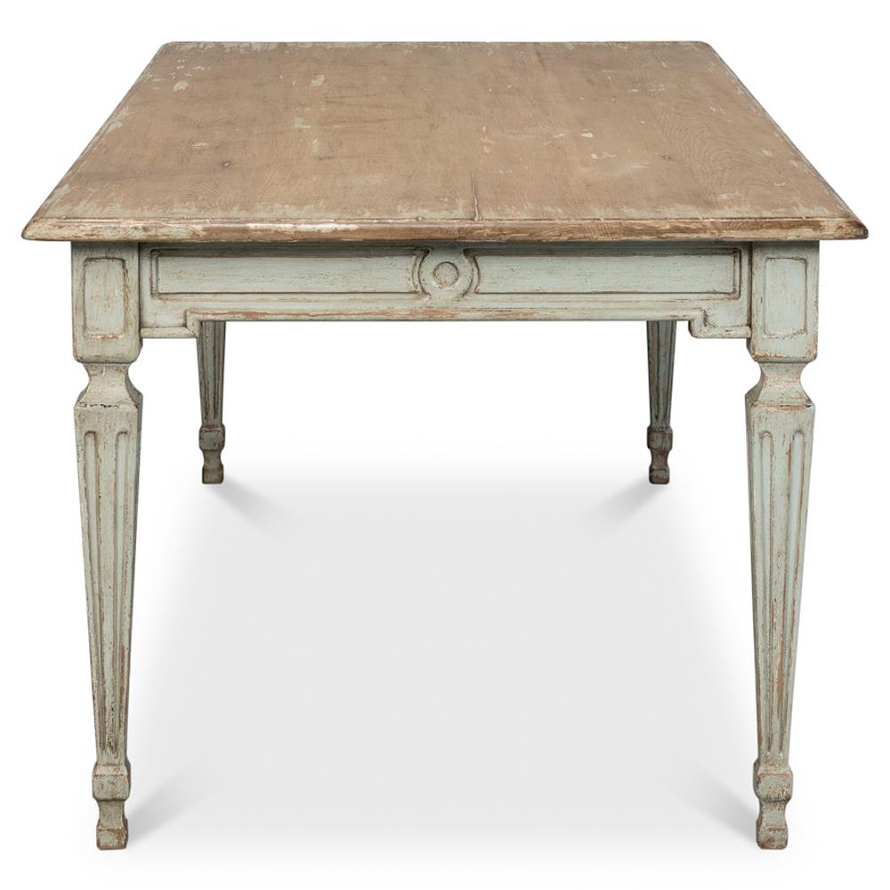Ember French Country Antique Sage Green Wood Rectangular Dining Table ...