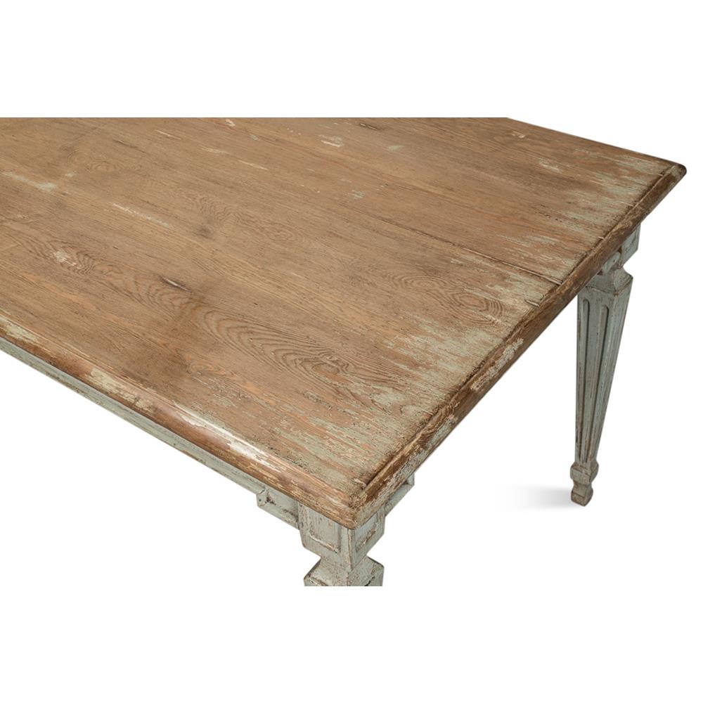 Ember French Country Antique Sage Green Wood Rectangular Dining Table ...