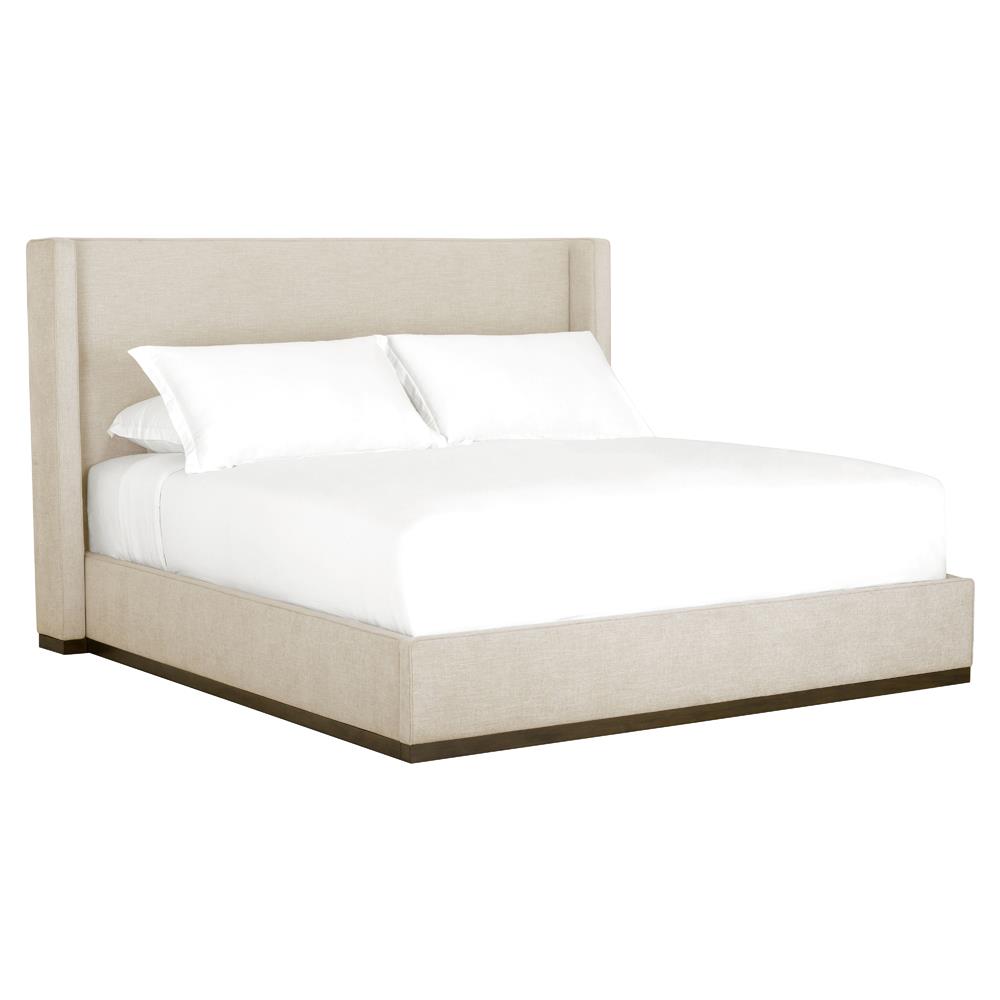 Silas Modern Classic Beige Performance Brown Wood Wingback Bed - Queen ...