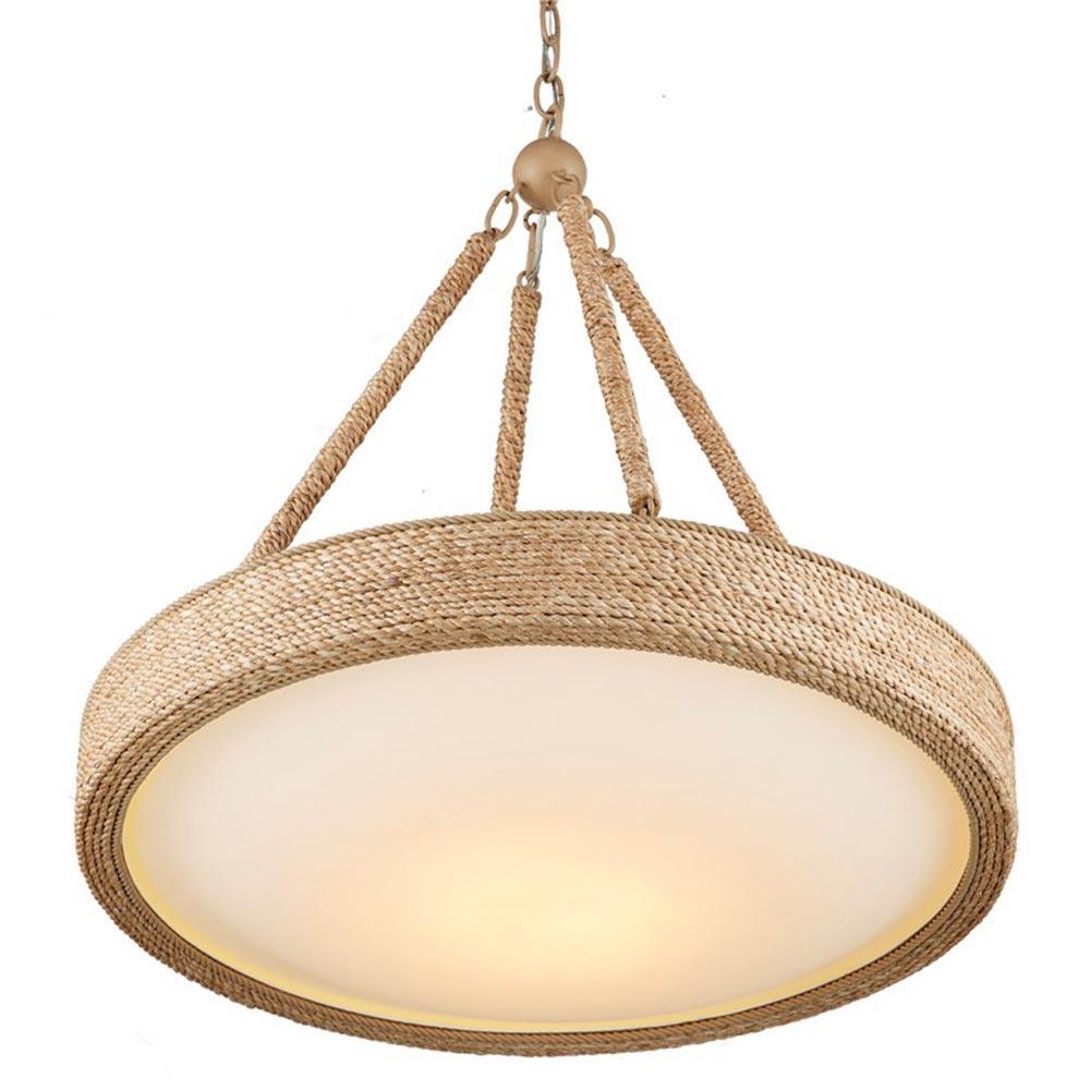 Berkley Coastal Beach Woven Abaca Rope Wrought Iron Chandelier