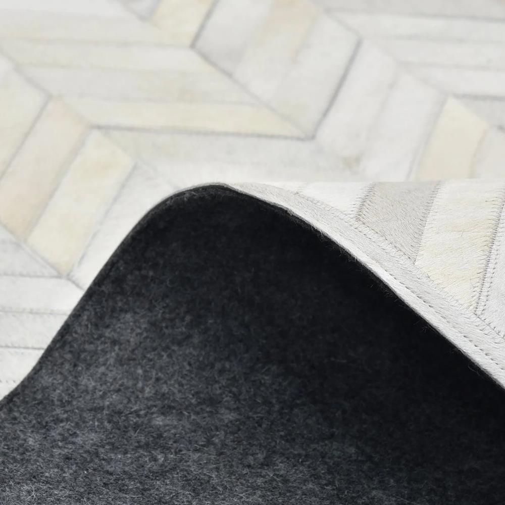 Kimberly Modern White Buff Leather Geometric Patterned Rug - 3'x5' 3'x5 ...