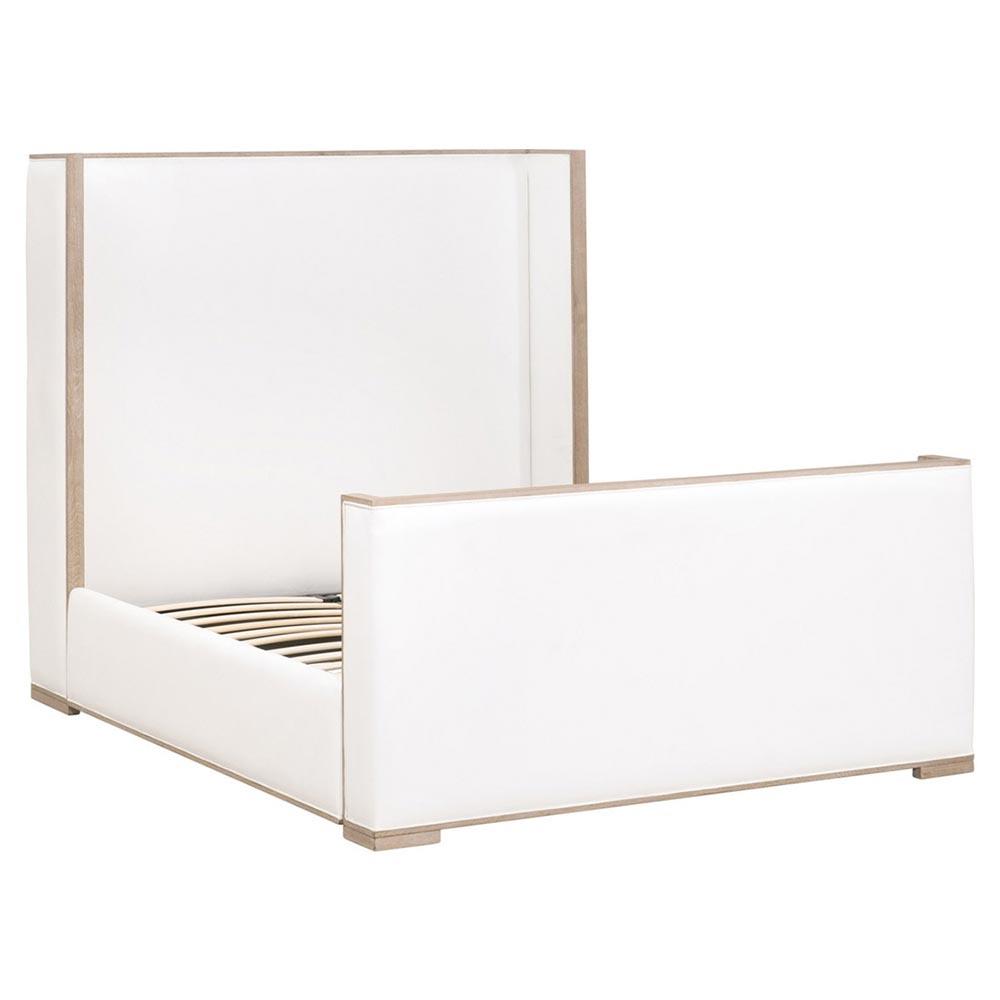 Tana Modern Classic White Performance Natural Grey Oak Wingback Bed ...