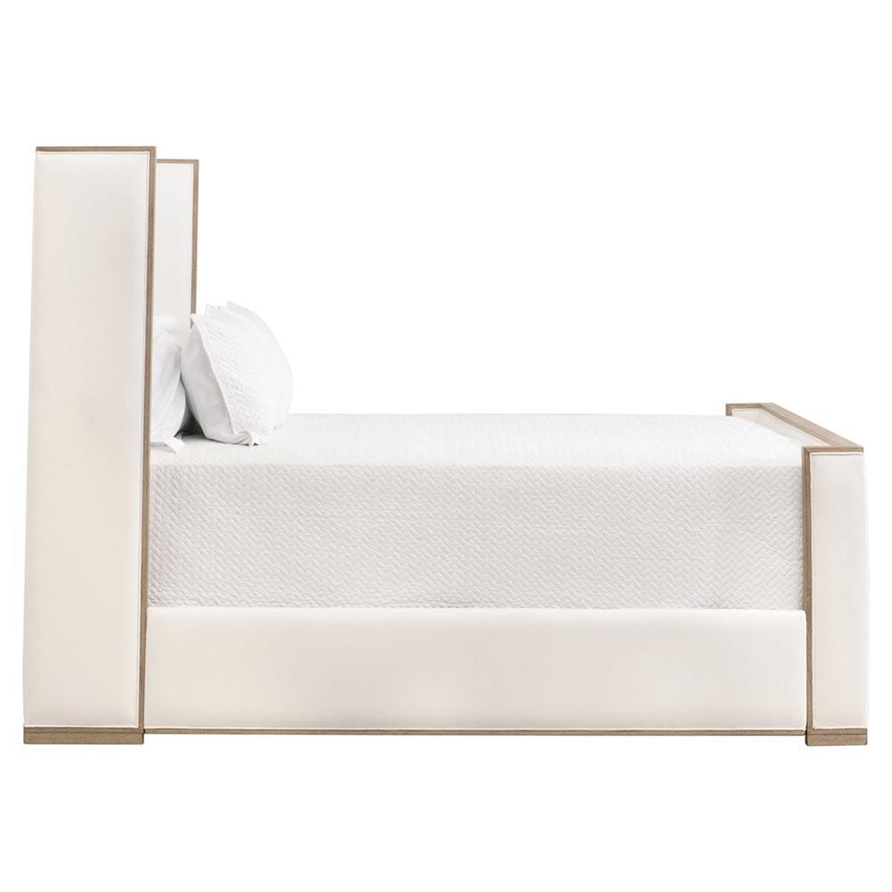 Tana Modern Classic White Performance Natural Grey Oak Wingback Bed ...
