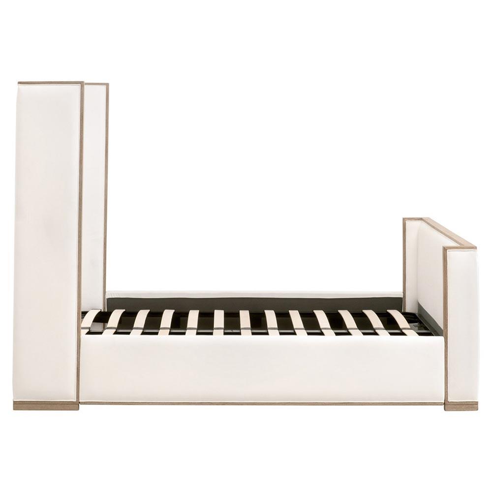 Tana Modern Classic White Performance Natural Grey Oak Wingback Bed ...