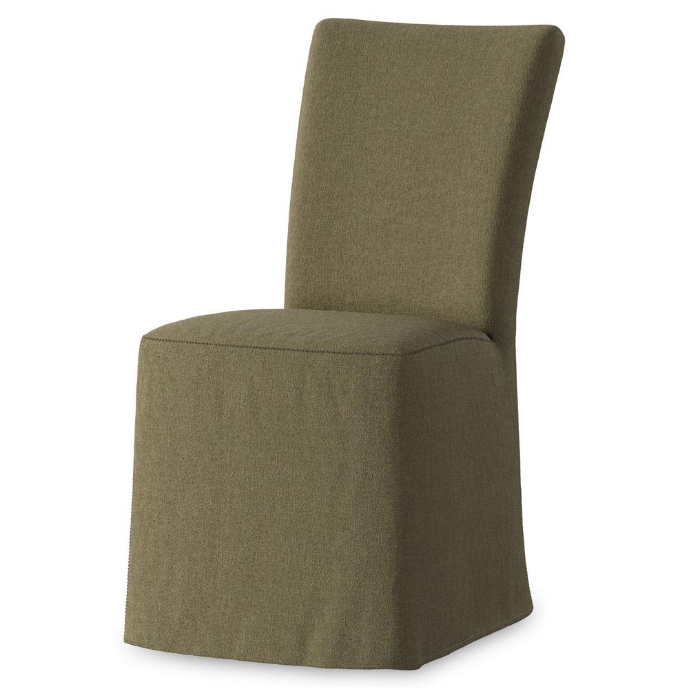 Vannie Modern Classic Green Linen Flax Slipcover Dining Chair | Kathy ...